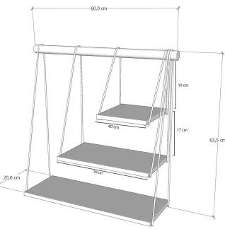 Nástěnná police ZIHON 63,5x60 cm černá/hnědá