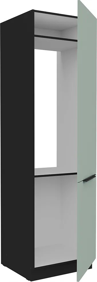 ARIA sc | vysoká skříňka 60 LO-210 2F na vestavnou lednici | 60 cm | ANTI FINGERPRINT povrch | černá/aquamarine