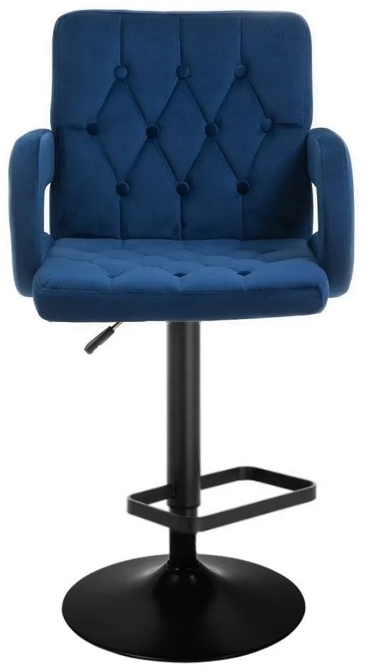 LuxuryForm DESIGN Barová židle BOSTON VELUR na černé kulaté podstavě - modrá