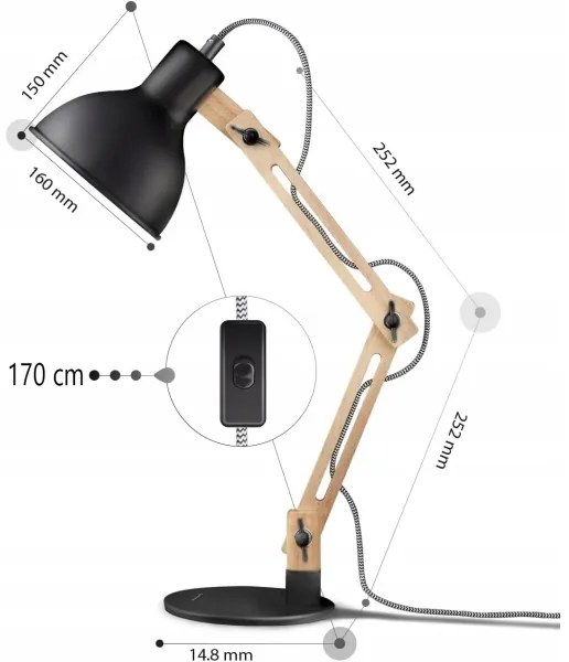 Stolní lampa 1xE27/40W/230V černá