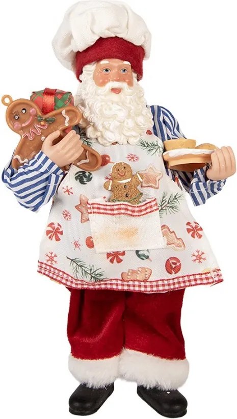 Vánoční dekorace Santa v zástěře s perníčkem - 15*10*26 cm