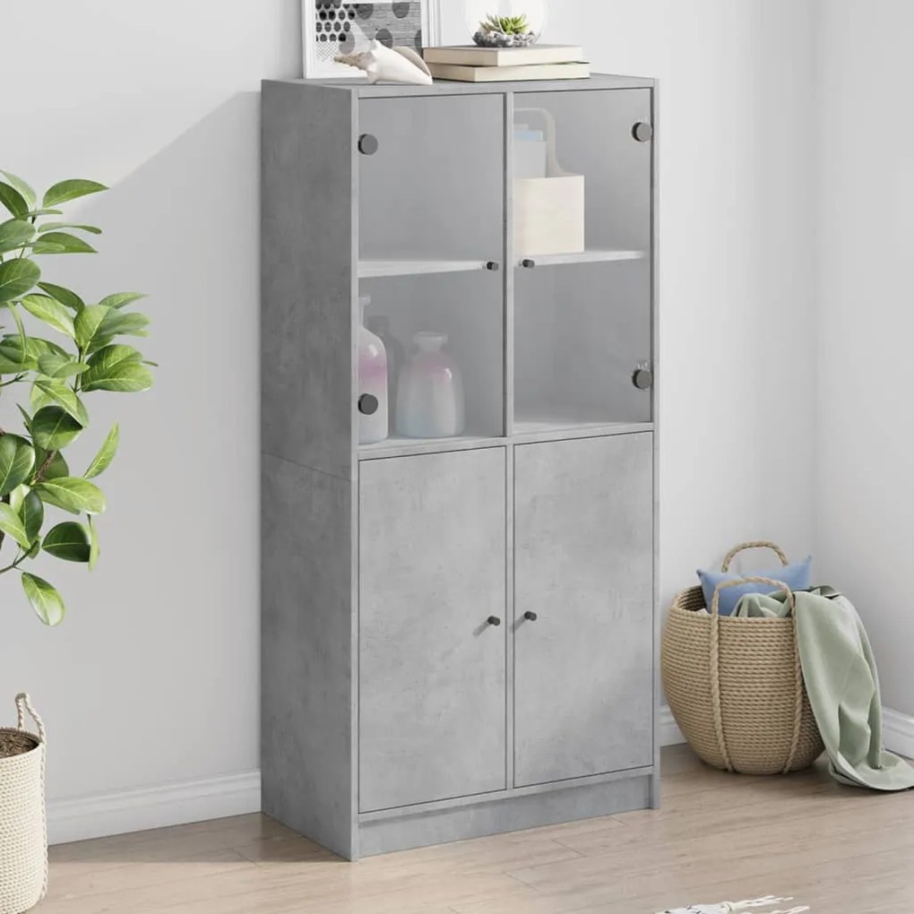Highboard s dvířky betonově šedý 68x37x142 cm kompozitní dřevo 3295867