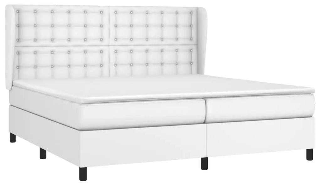 Box spring postel s matrací bílá 200x200 cm umělá kůže,  3129052