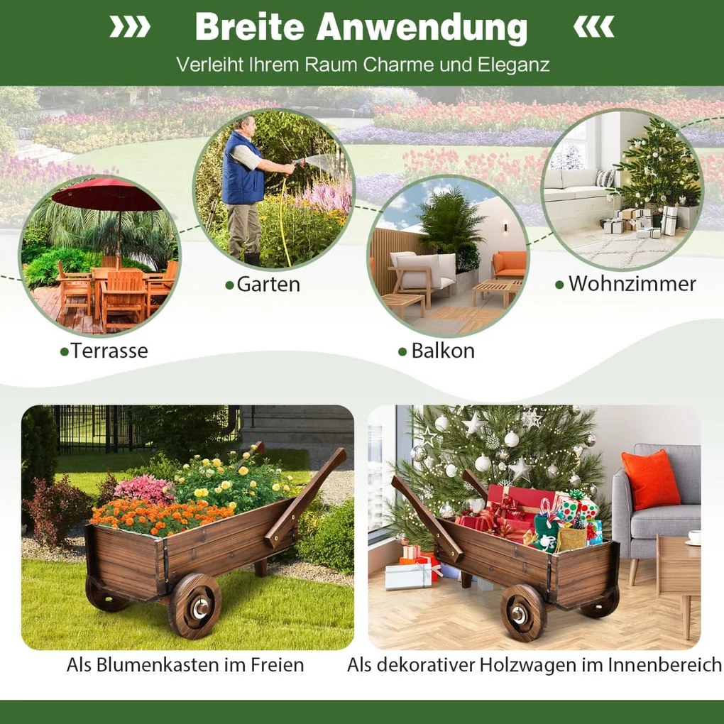 Costway Plant Cart Dekorativní květinový vozík s kolečky – 81 × 40 × 38,5 cm