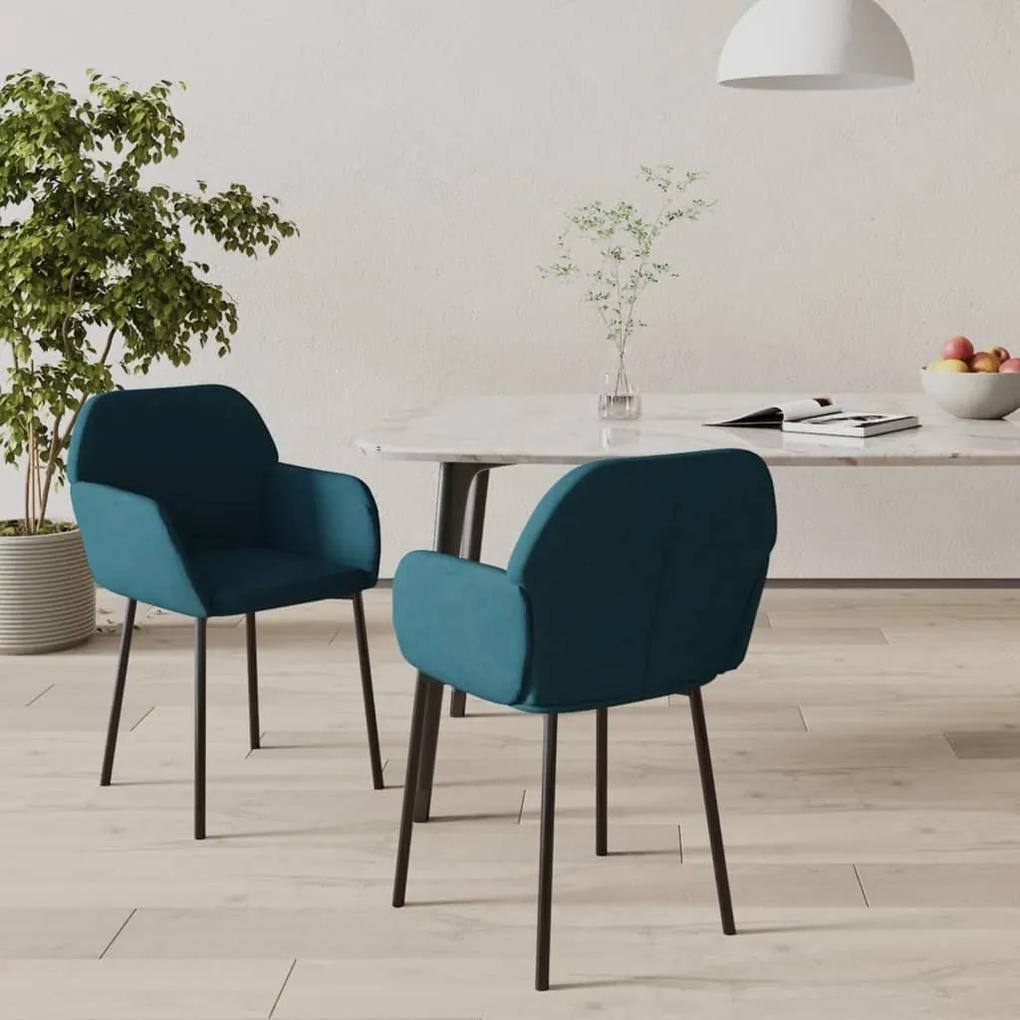 vidaXL jídelní židle 2 ks samet [344710] Barva: Modrá