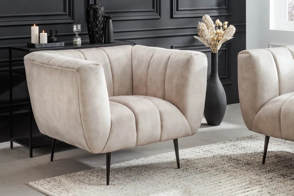 Designové křeslo Manaris šampaňská samet 105cm