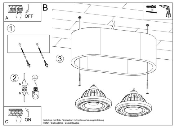 Sollux SL.0882 - Stropní svítidlo BASIC AR111 2xGU10/40W/230V beton