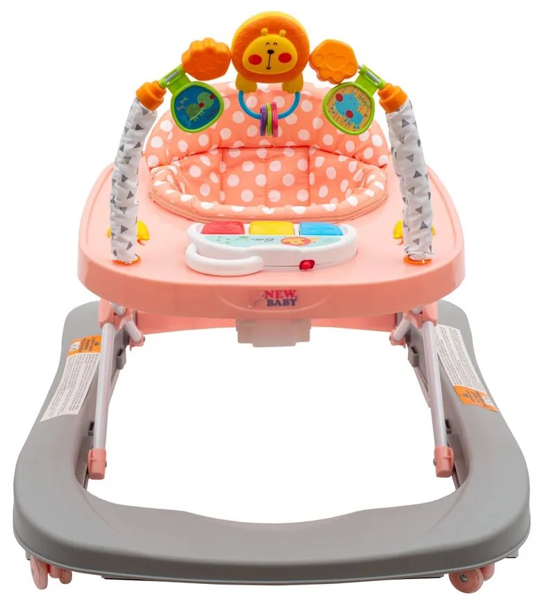 Dětské chodítko se silikonovými kolečky New Baby Forest Kingdom Pink