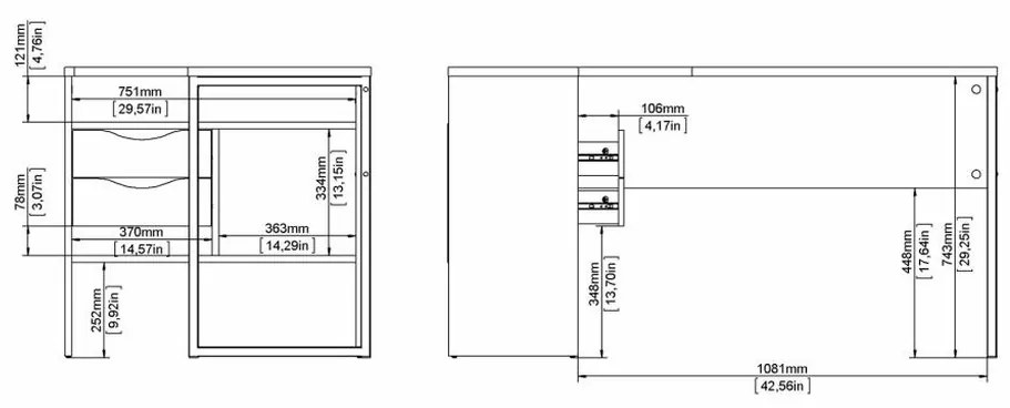 Psací stůl Felix Corner, černý mat / hikora jackson