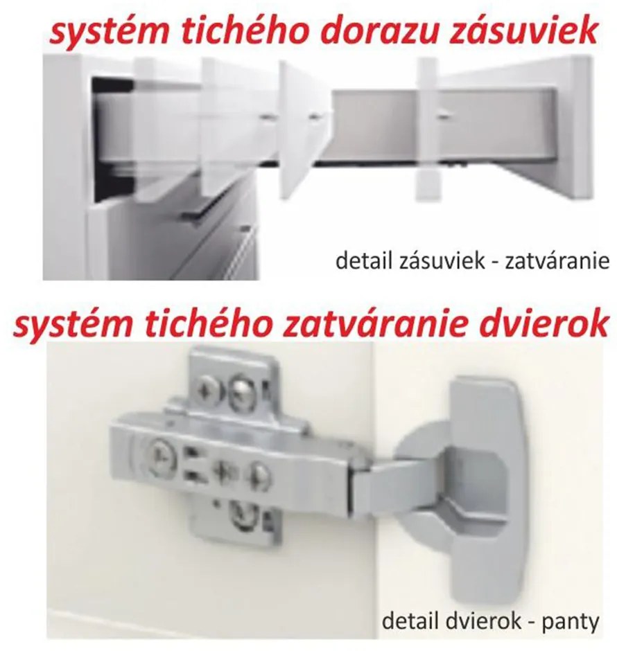 Kuchyňská sestava LINE 260 cm, dub sonoma a bílá vysoký lesk HG