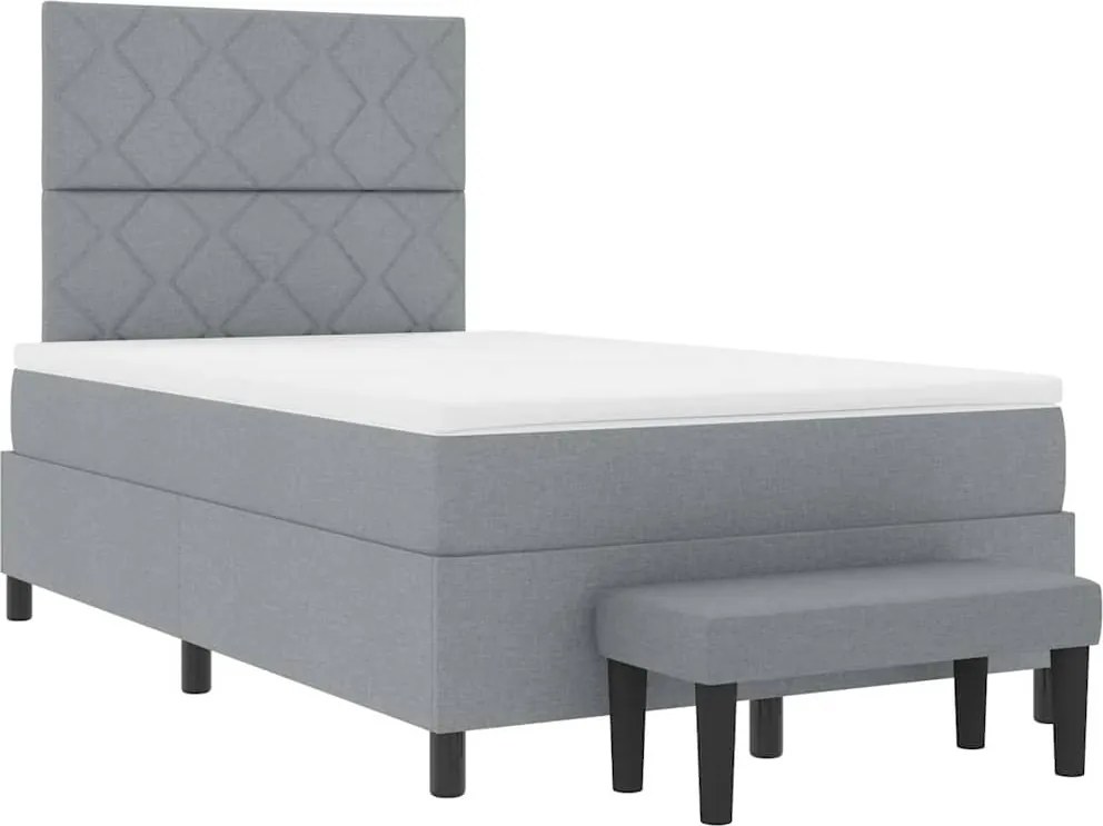 Postel s boxspringem s čelo Světle šedá 120 x 190 cm textil 3344128