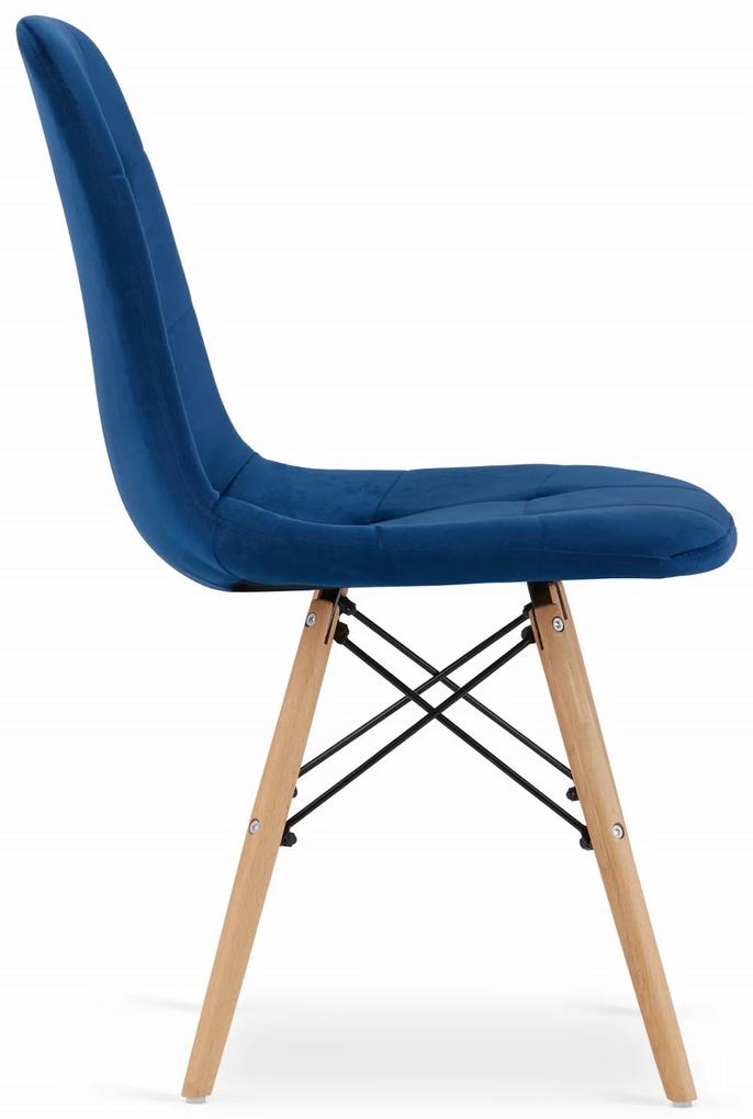 Modrá sametová jídelní židle DUMO