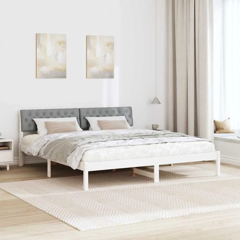 Rám postele s čelo Bílá a světle šedá 180 x 200 cm 3394347