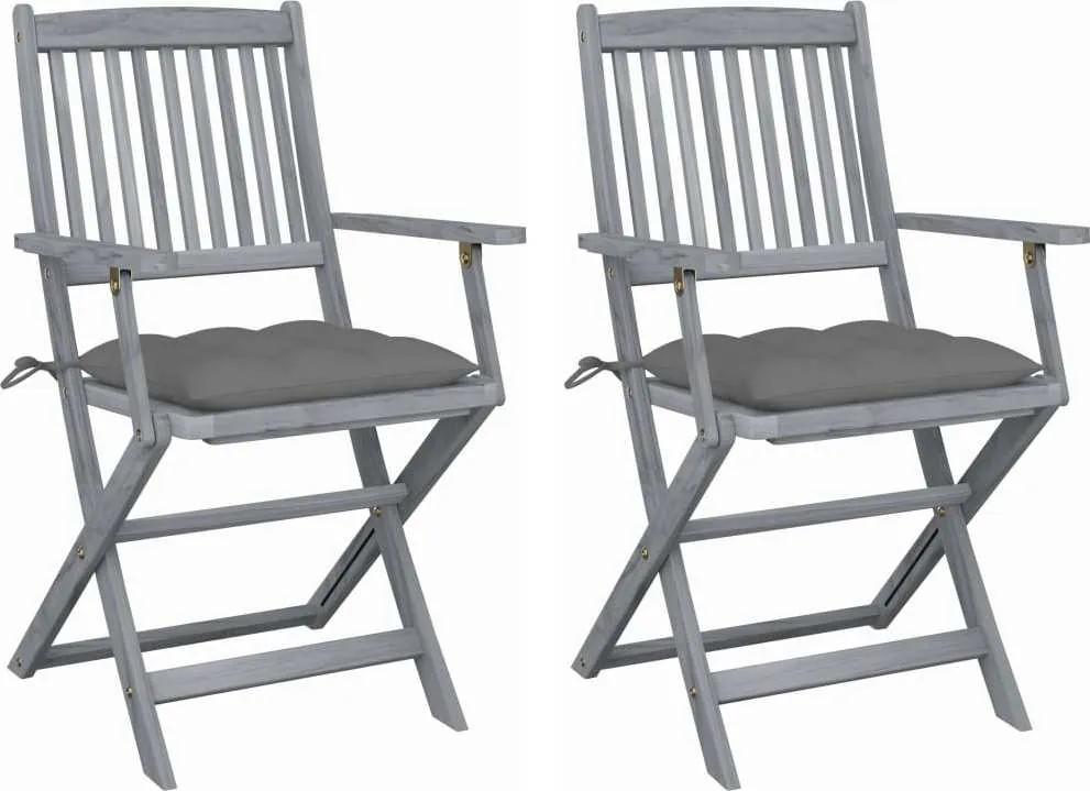 vidaXL Skládací zahradní židle s poduškami 2 ks masivní akáciové dřevo [3064507] Barva: Červená