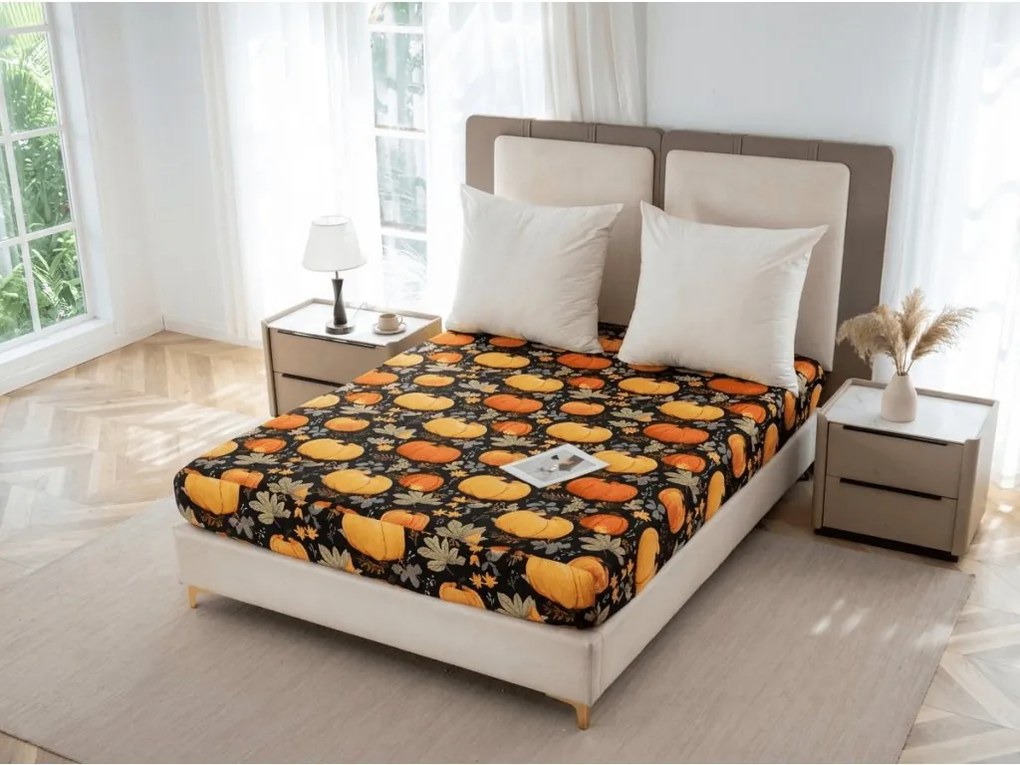 Prostěradlo z mikrovlákna ORANGE PUMPKINS barevné 180x200 cm