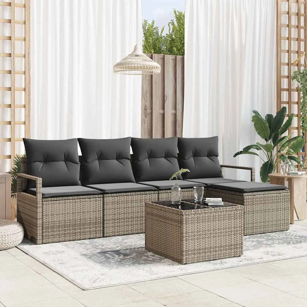 Set pohovek 6 ks Světle šedá polyratan 3355018