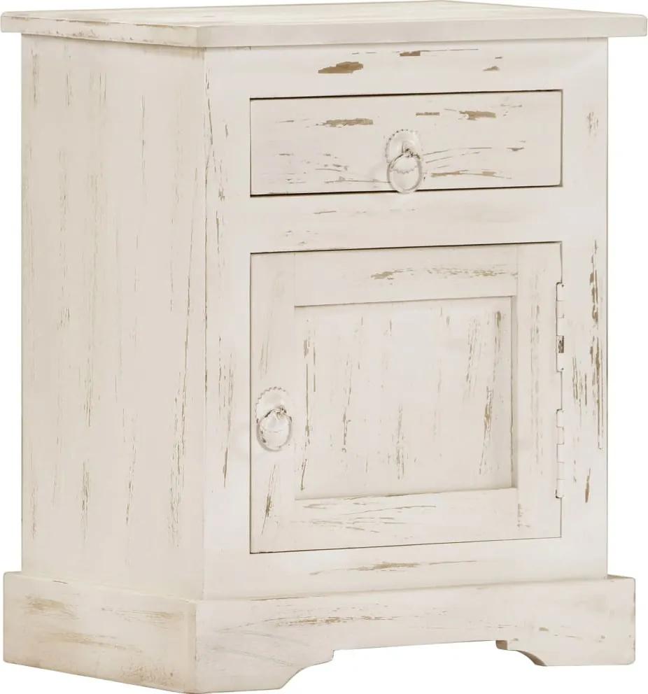 vidaXL Noční stolek bílý 40 x 30 x 50 cm masivní mangovníkové dřevo [247713]
