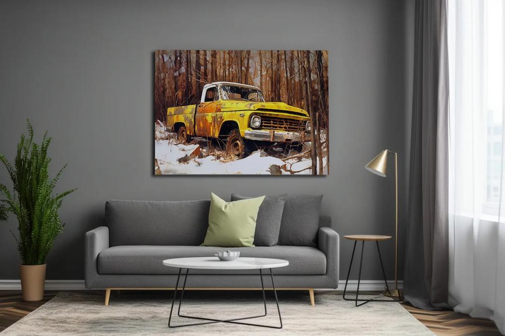 Obraz pickup v lese Rozměr: 90 x 60 cm