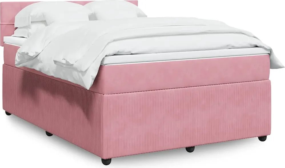 Box spring postel s matrací růžová 140x190 cm samet 3290039