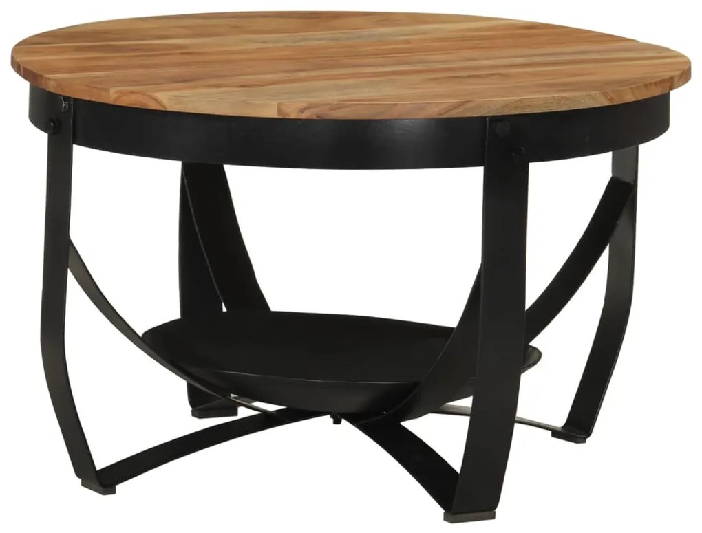 Konferenční stolek Ø 68 x 43 cm masivní akáciové dřevo a železo - Default Title
