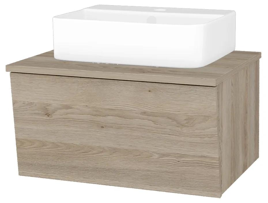 Dřevojas Koupelnová skříň INVENCE SZZ 65 (umyvadlo Joy 3) Varianta: L01 Bílá vysoký lesk / D16 Beton tmavý