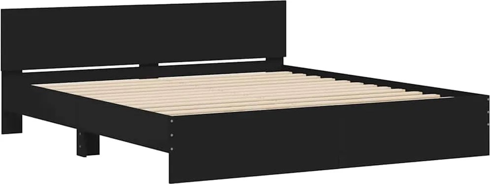 Rám postele s čelem černý 200 x 200 cm 3207456