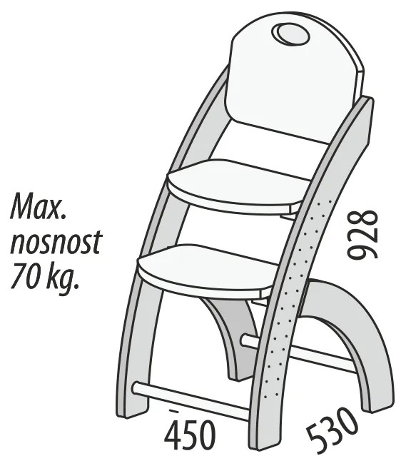 Židle Klára 1-dětská polohovací Domestav 407/1 Materiál: Buk cink, Povrchová úprava: Barevné lakování