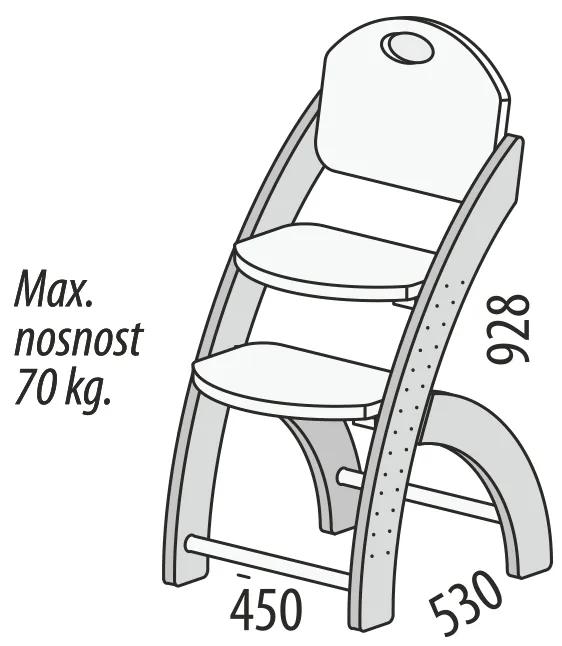 Židle Klára 1-dětská polohovací Domestav 407/1 Materiál: Smrk, Povrchová úprava: Přírodní provedení