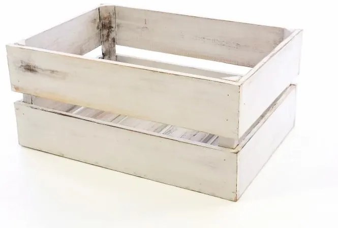 Dřevěná bedýnka VINTAGE DIVERO bílá - 51 x 36 x 23 cm