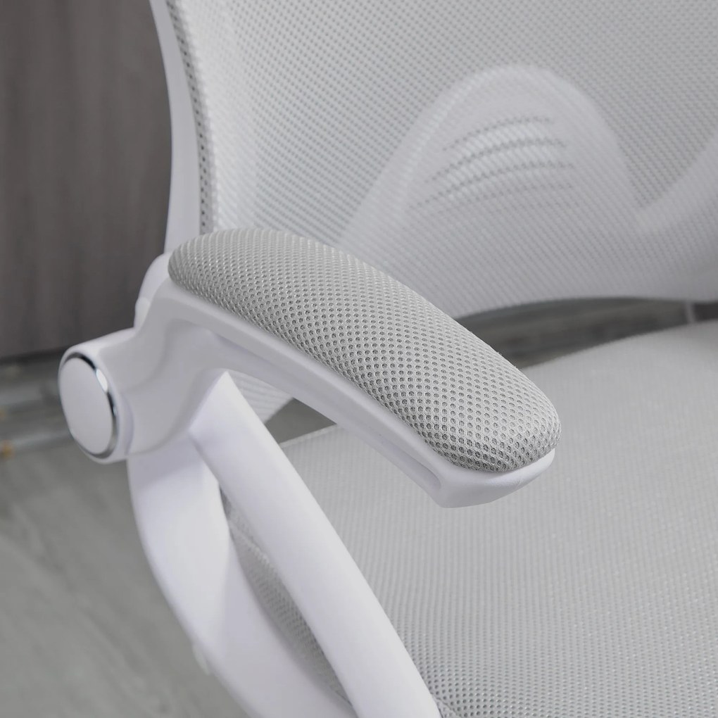 Ergonomická kancelářská židle Vinsetto s sklápěcími opěrkami a nastavitelným kroužkem pod nohy, výškově nastavitelná otočná židle s funkcí naklápění,…