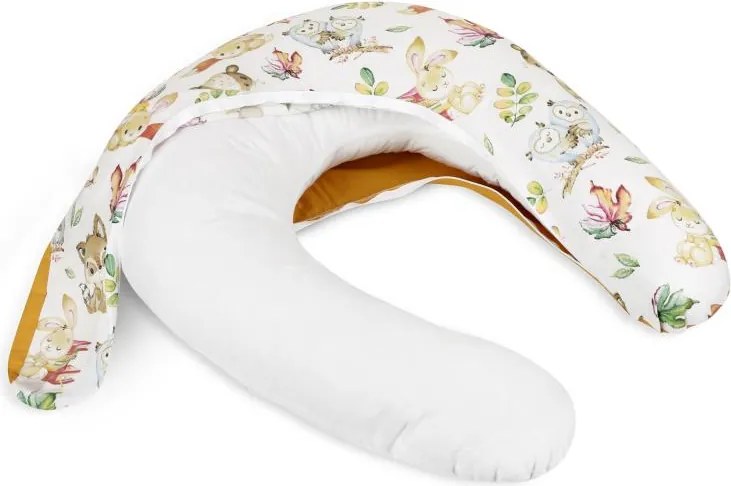 Bellatex Kojicí polštář s povlakem na zip Bílá,Žlutá 180 cm, po obvodu