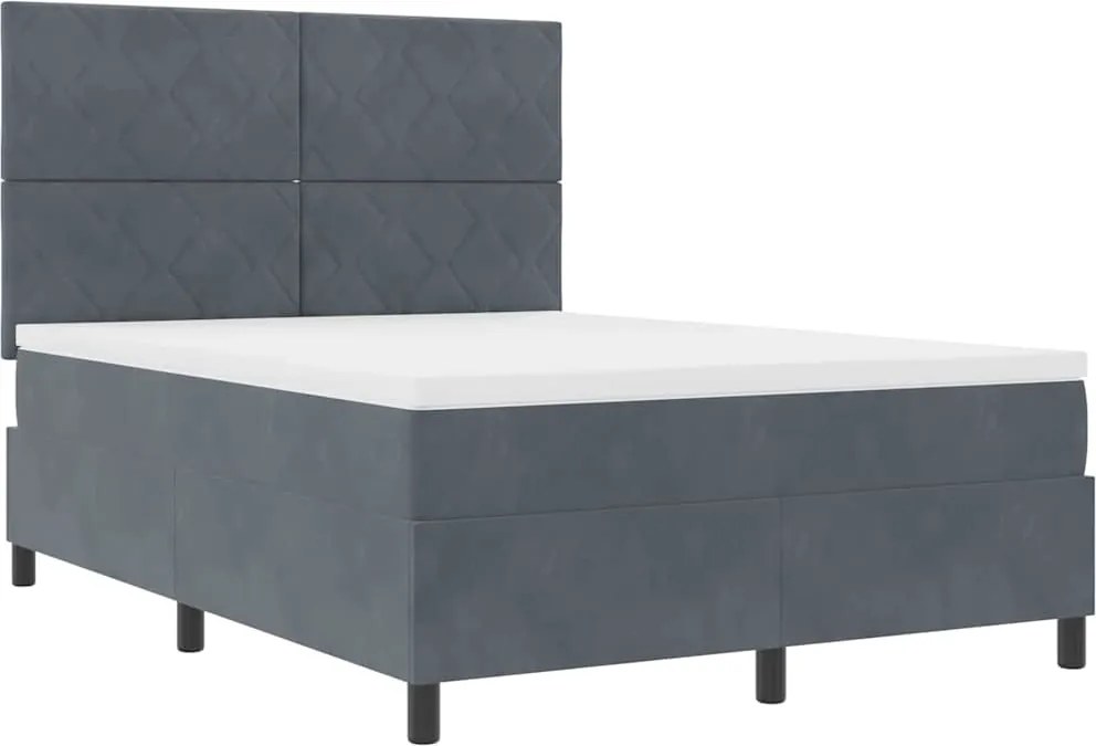 Postel s boxspringem s čelo Tmavě šedá 160 x 200 cm samet 3339909