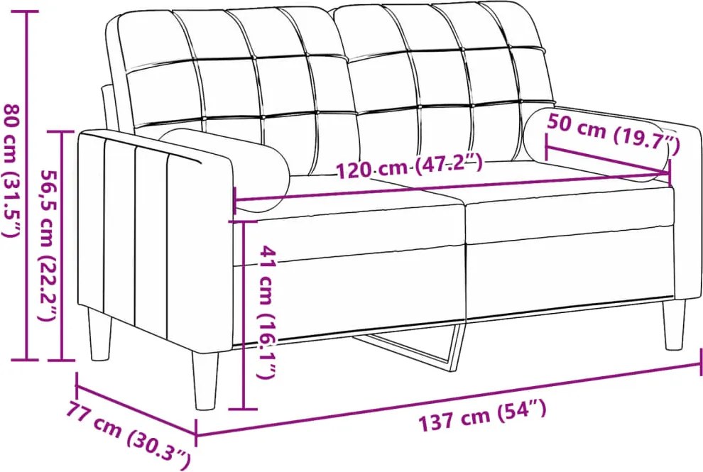 2místná pohovka s polštáři tmavě šedá 120 cm samet 3278210