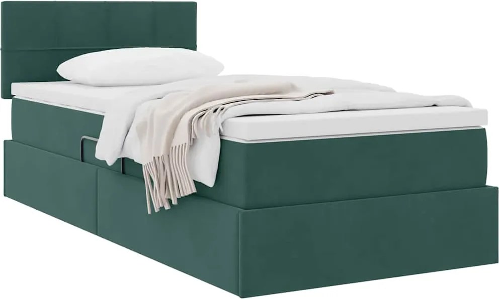 Postel s úložným prostorem Tmavě zelená 100 x 200 cm samet 3370740