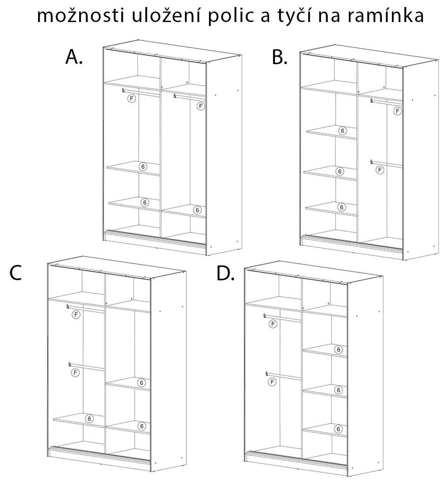 Šatní skříň MIAMI se zrcadlem | 180 cm | šedá | 4 varianty vnitřního uspořádání | POUZE U NÁS
