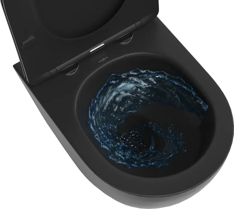 Mexen Lena, závěsná WC mísa 490x360x340 mm, Rimless Tornádo, černá matná, 3322XX85T