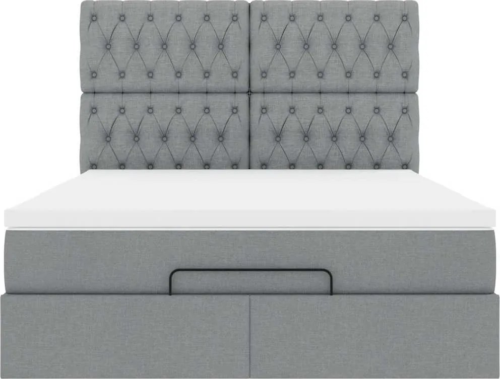 Osmanský rám postele s matrací světle šedá 140x200cm textil 3313244