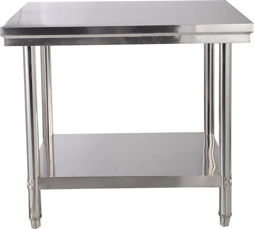 Costway Nerezový kuchyňský stůl gastro s mezipolí – 92 × 61 × 90 cm, stříbro