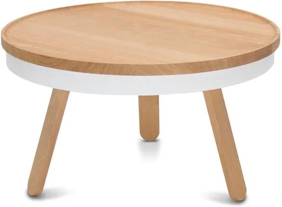 Přírodno-bílý odkládací stolek z dubového dřeva s úložným prostorem  Woodendot Batea M | BIANO