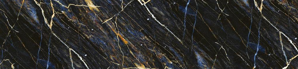 DIMEX | Fototapeta do kuchyně Textura tmavého mramoru KI-260-274 | 260 x 60 cm | černá, zlatá, modrá