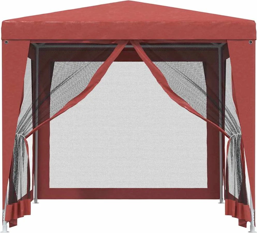 Party stan se 4 síťovanými bočnicemi červený 2,5 x 2,5 m HDPE 319225