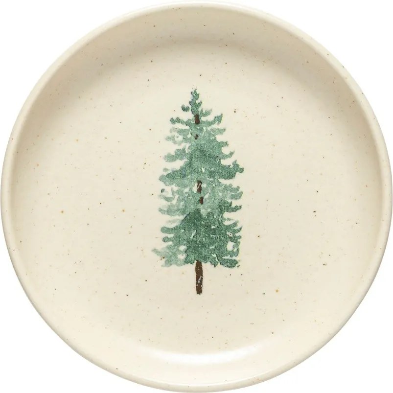 Krémové dezertní talíře v sadě 4 ks s vánočním motivem z kameniny ø 16 cm Pacifica Christmas Tree – Casafina