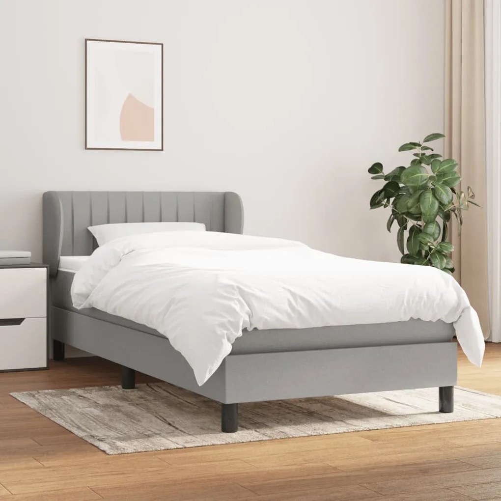 Box spring postel s matrací světle šedá 90x190 cm textil,  3126365
