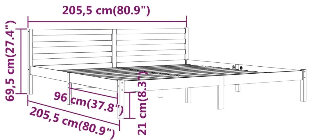 Rám postele masivní borové dřevo 200 x 200 cm bílý