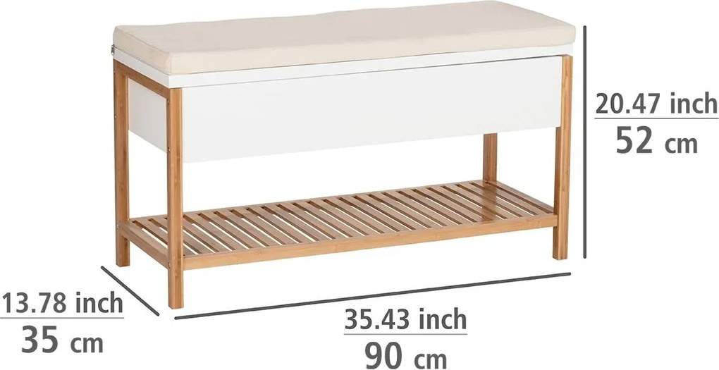 Botník s béžovým sedákem FINJA, bambus, Wenko