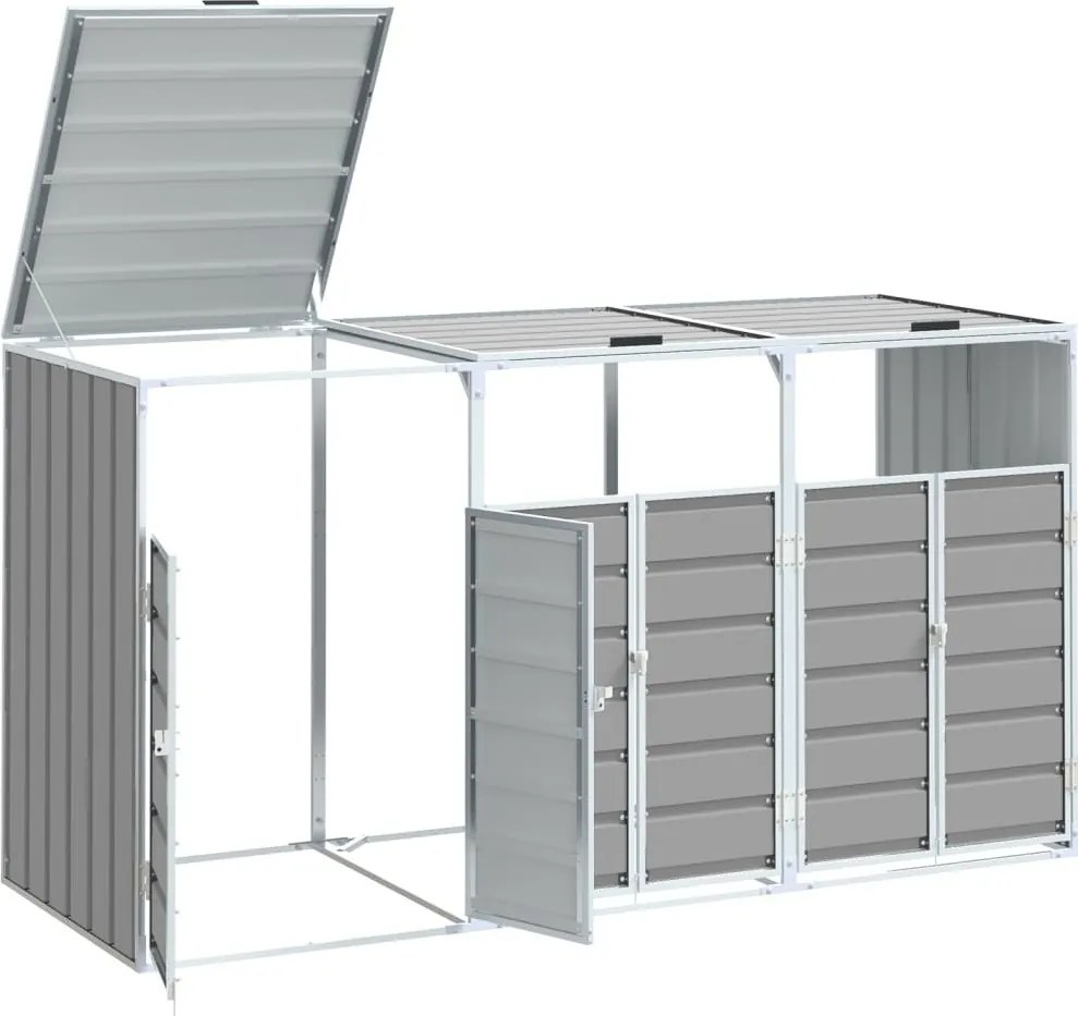 vidaXL Box na 3 popelnice 216 x 81 x 115 cm ocel [4006182] Barva: Šedá