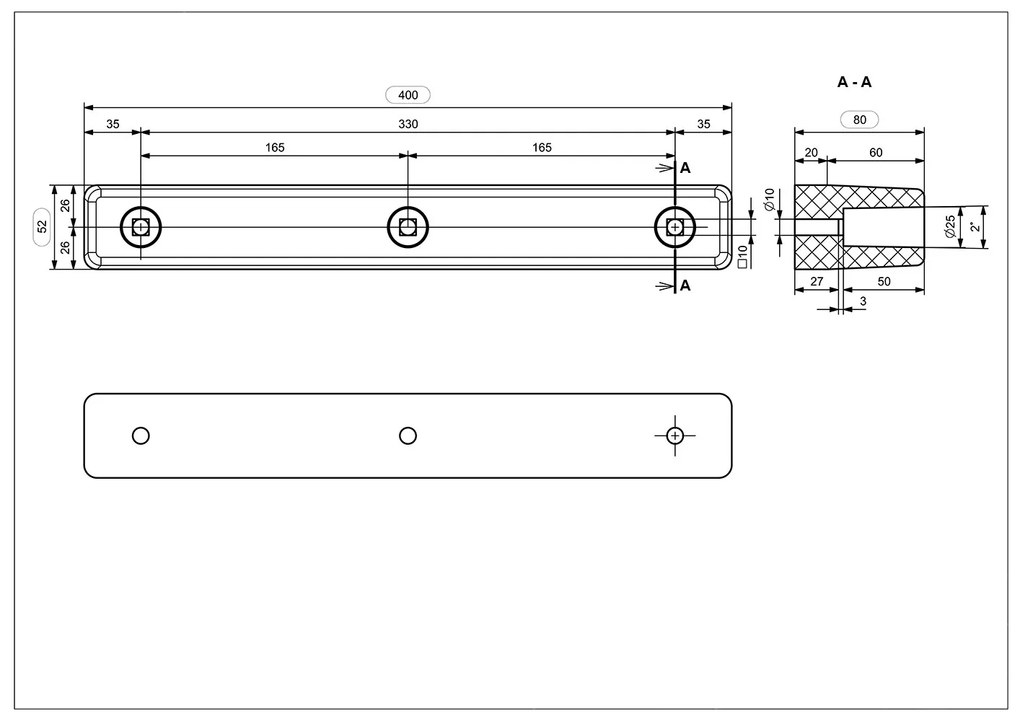 VMBal Gumový doraz na kamion 400 x 52 x 80 mm