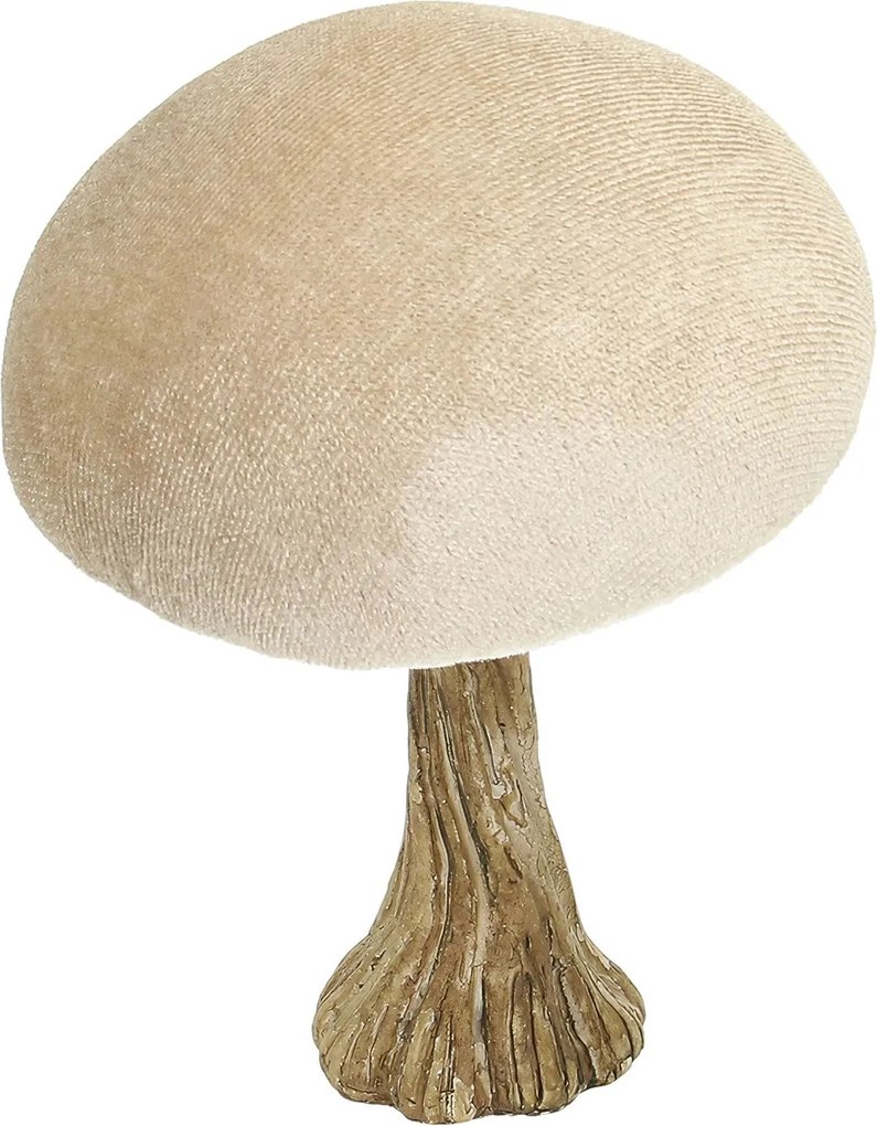 Dekorace Velvet Mushroom 10 cm beige