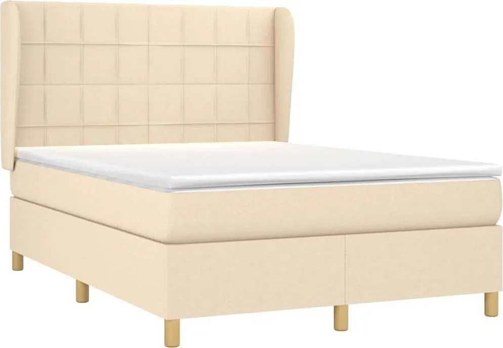 Box spring postel s matrací krémová 140x190 cm textil 3128522