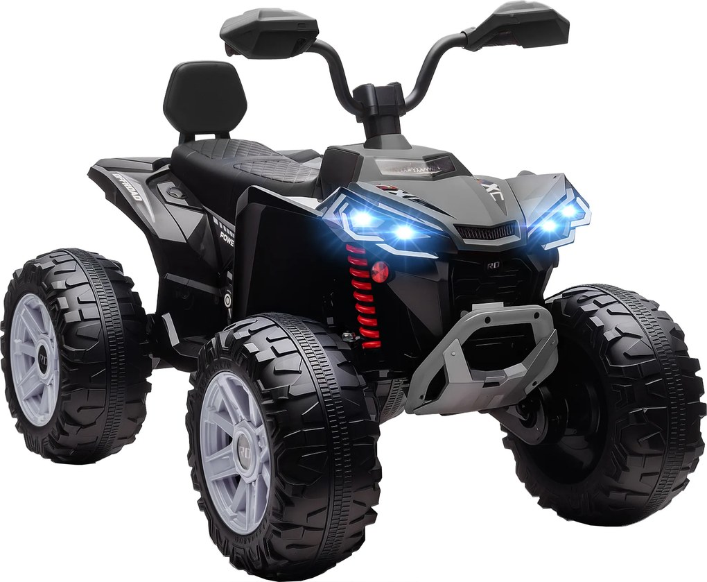 AIYAPLAY Dětský elektro quad, 24V elektrické vozidlo se 4 koly, světlomet, USB port, MP3 funkce, 6,5 km/h, 3-8 let 370-412V90BK